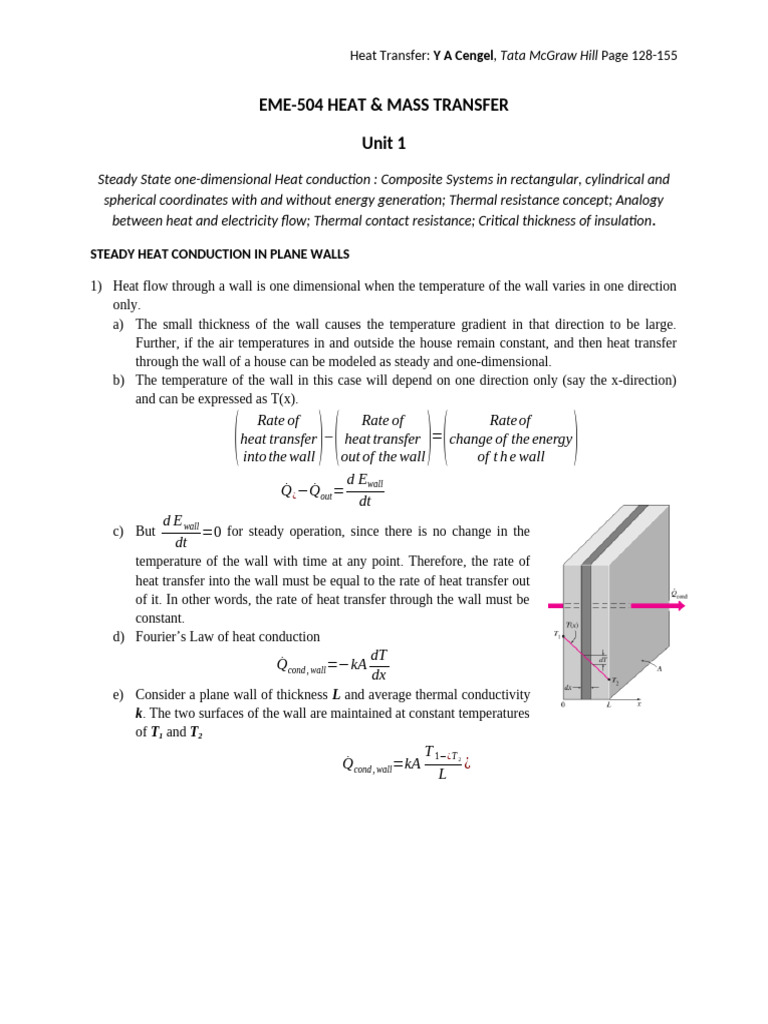 EME-504 HMT Unit 1 Chapter 3 Steady State 1 Dimensional Heat Conduction | PDF | Thermal ...