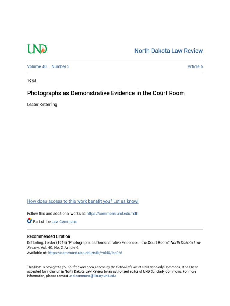 Photographs As Demonstrative Evidence in The Court Room | PDF ...