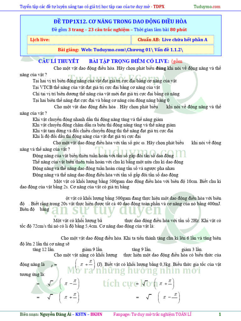 de tdp1x12 DTL Co Nang Dao Dong Dieu Hoa PDF | PDF