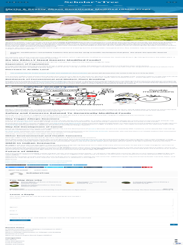 Myths & Reality About Genetically Modified (GMO) Crops - Scholar's Tree ...