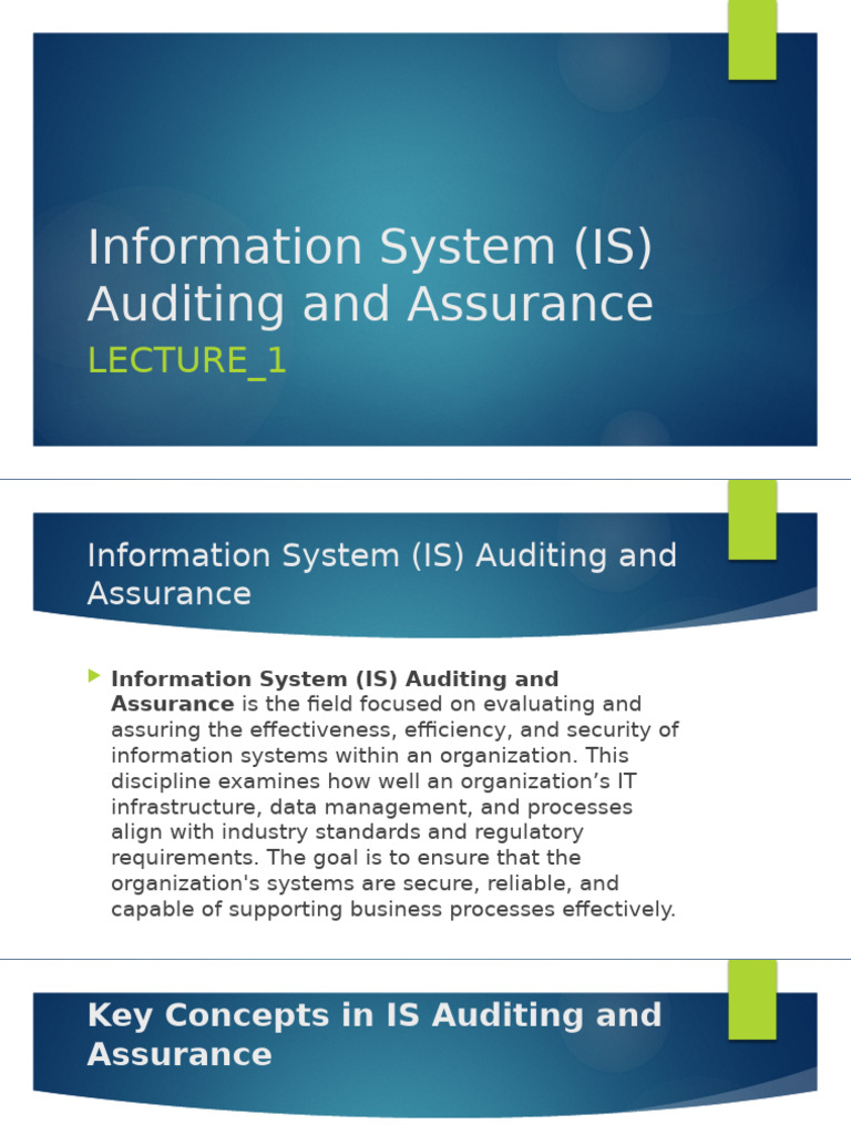 Information System (Is) Auditing and Assurance Lecture - 1 | PDF | Audit | Computer Security