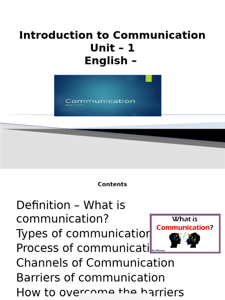 A. Introduction To Communication - Unit 1 | PDF | Communication | Reading Comprehension