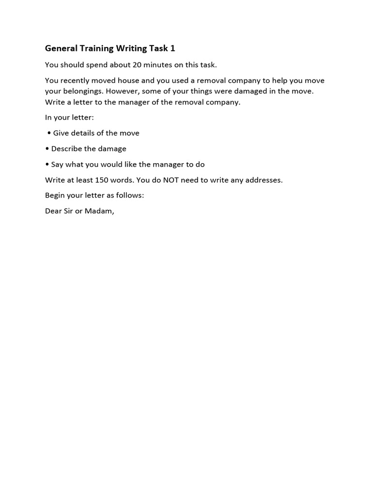 General Training Writing Task 1 | PDF | Law