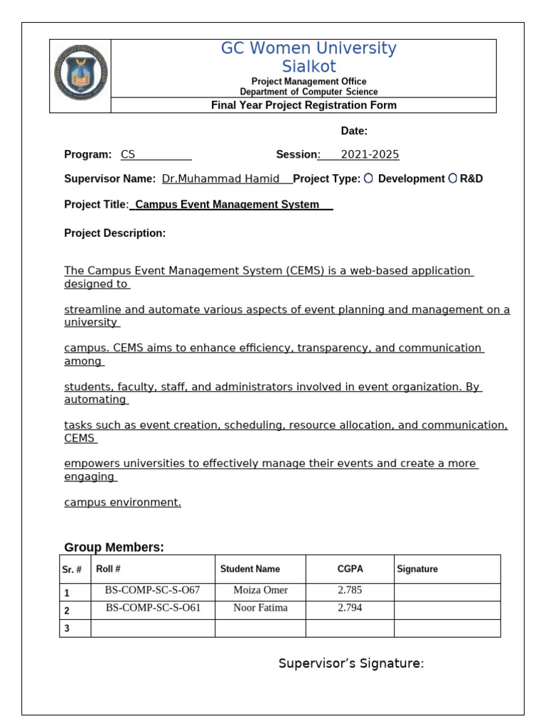 1.resgistration Form (CEMS) | PDF | Art | Computers