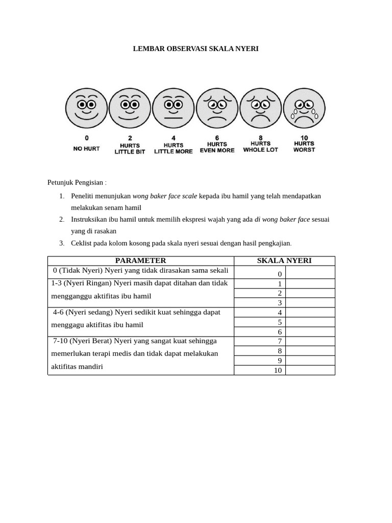 Lembar Observasi Skala Nyeri | PDF