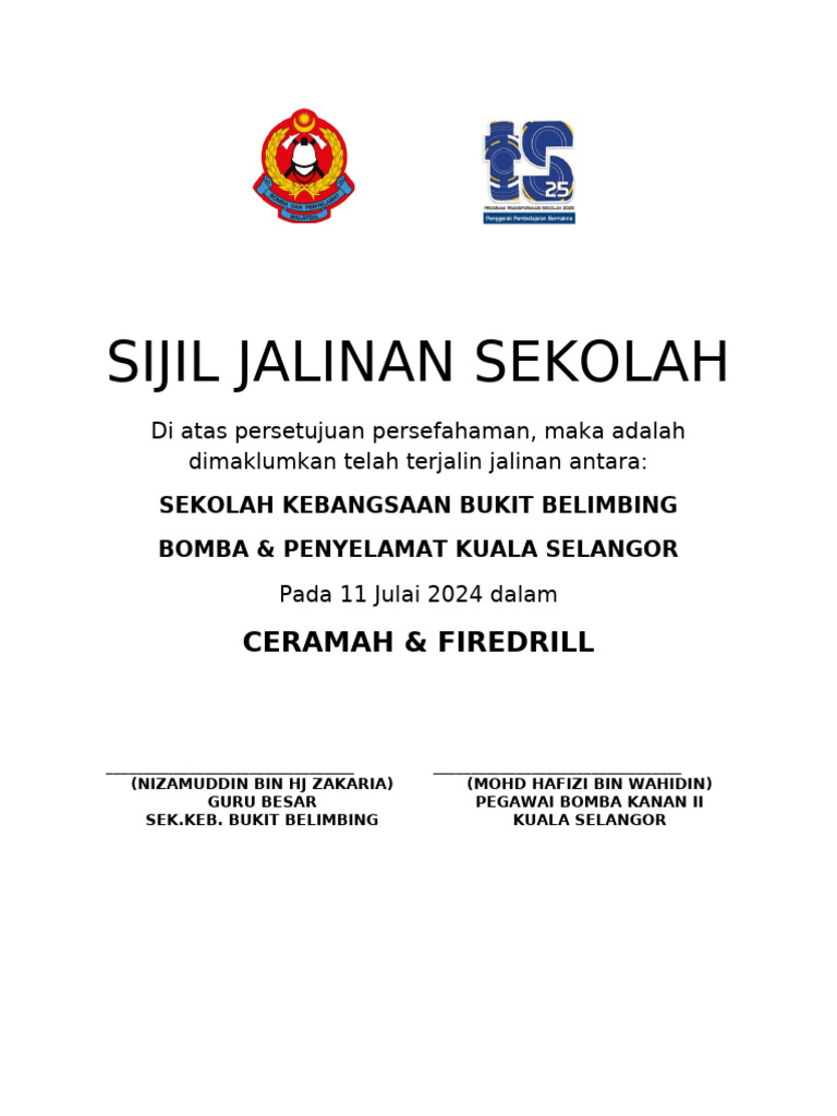 SIJIL JALINAN BOMBA | PDF