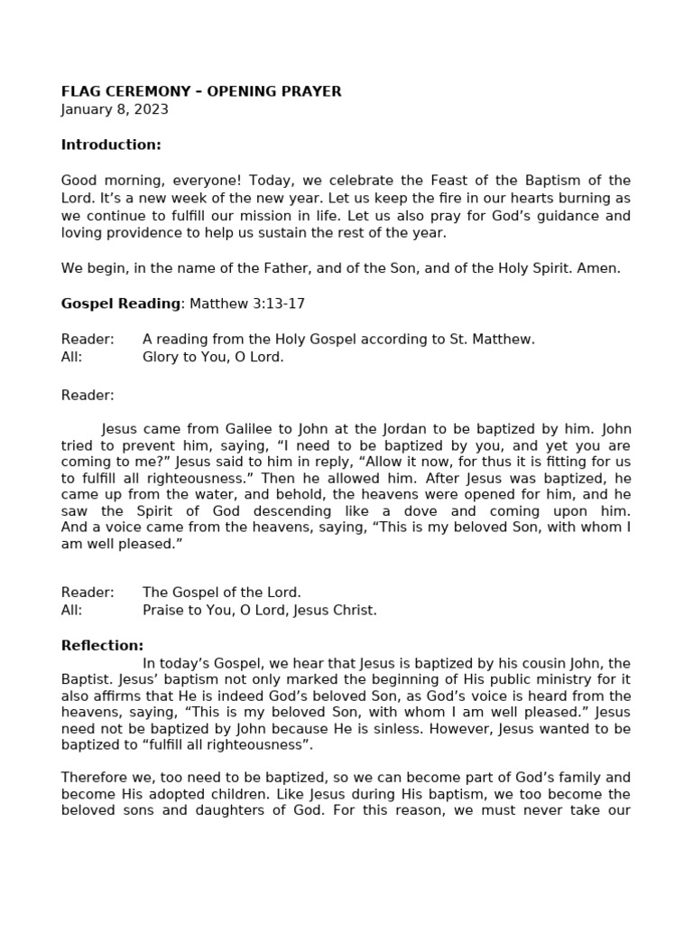 Reflection on Jesus' Baptism | PDF | John The Baptist | Baptism