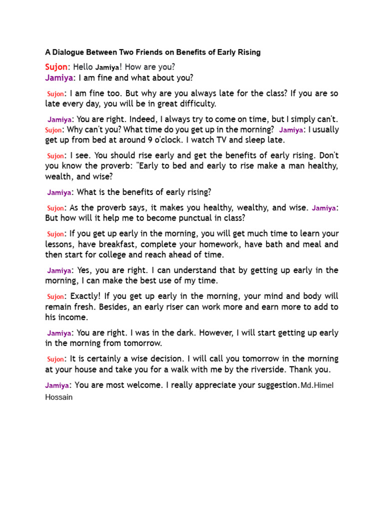 Dialogue On Early Rising | PDF