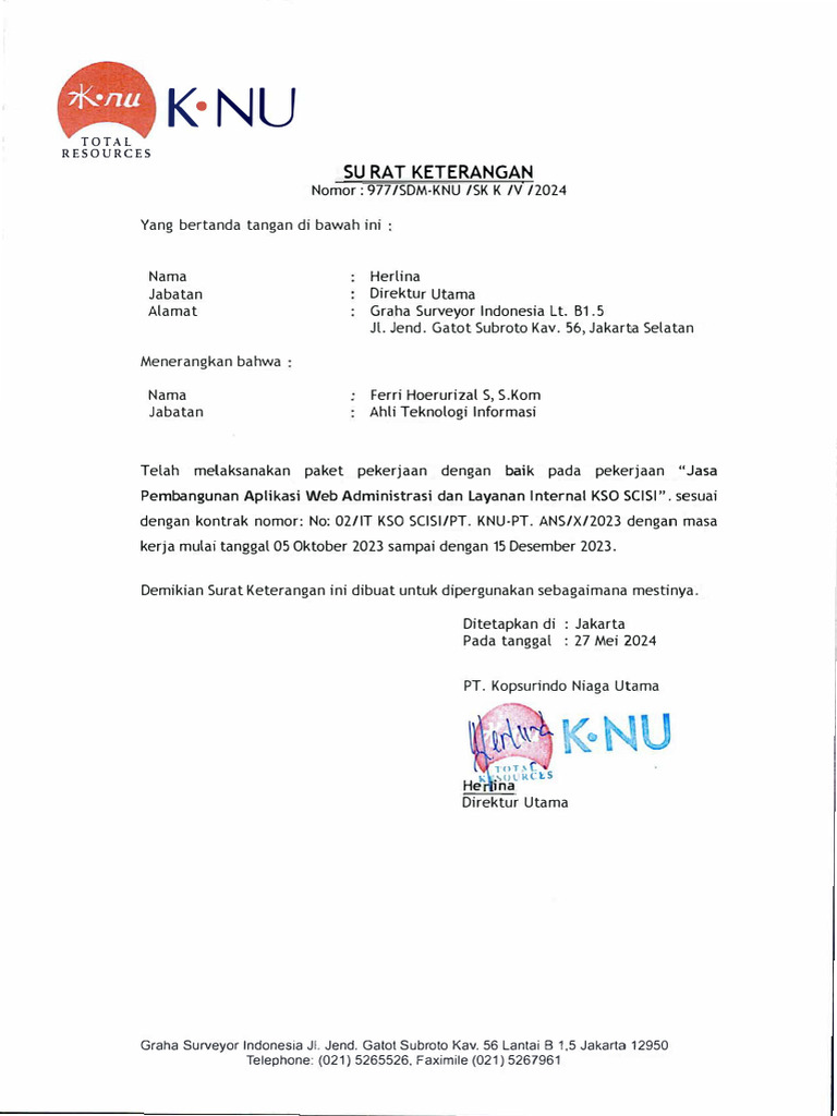 2023 - Jasa Pembangunan Aplikasi Web Administrasi Dan Layanan Internal KSO SCISI | PDF