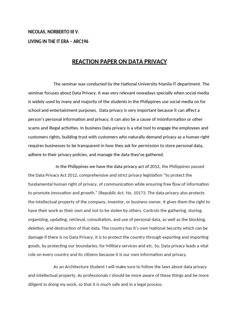 Nicolas, Norberto Iii V (Reaction Paper Finals) | PDF