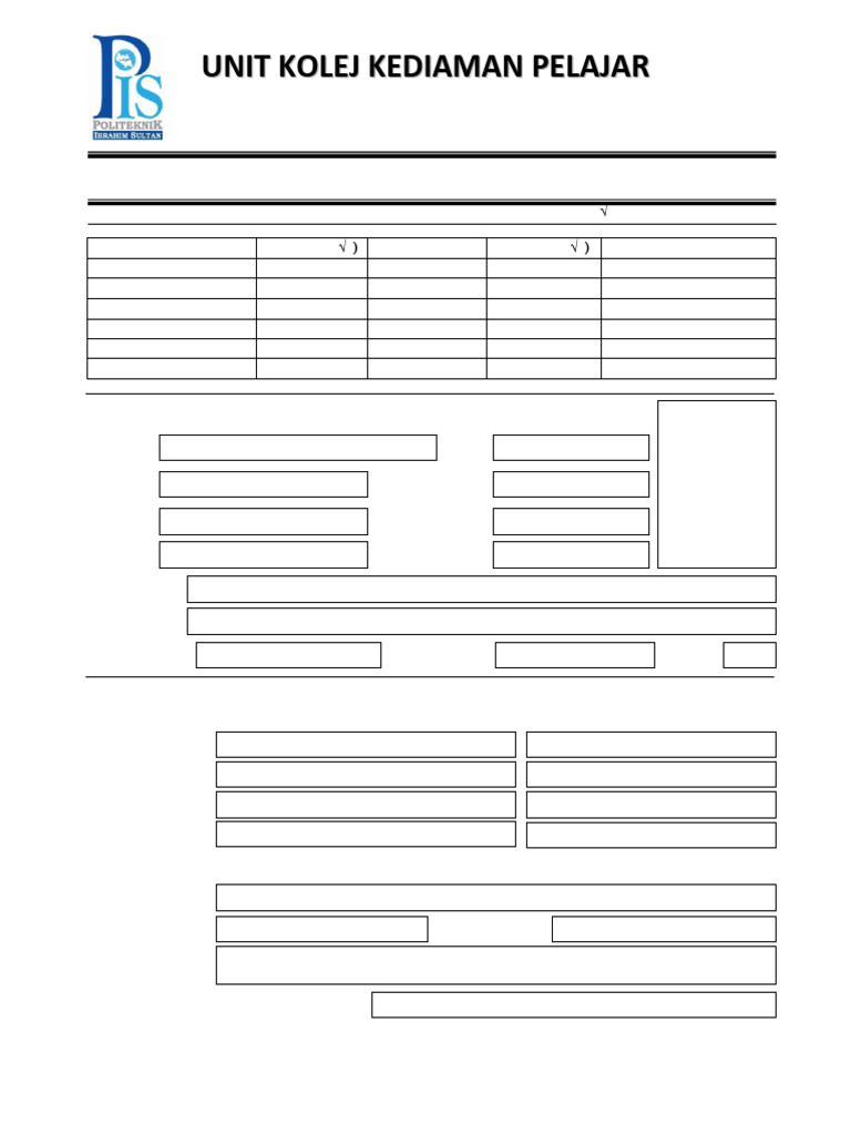 Borang Maklumat Peribadi Asrama | PDF