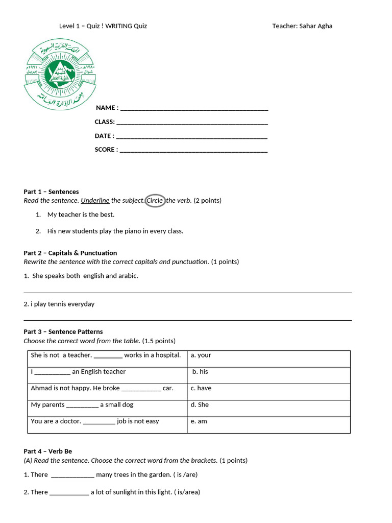 QUIZ 1 (V1) Nov 2024 | PDF | Grammar | Language Families