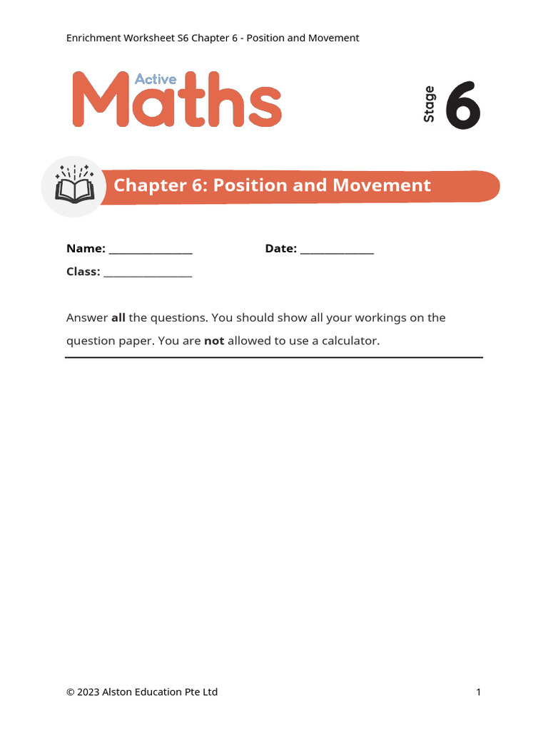 Position and Movement Worksheet S6 | PDF | Rectangle | Triangle