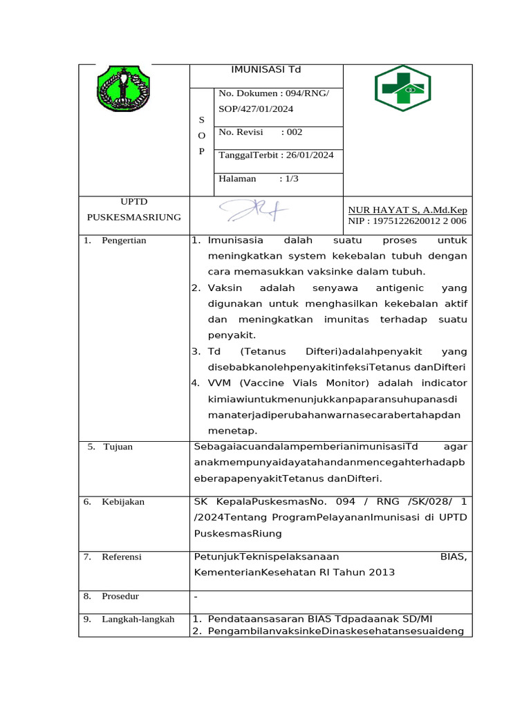 SOP TD (BIAS) | PDF | Pengembangan Diri