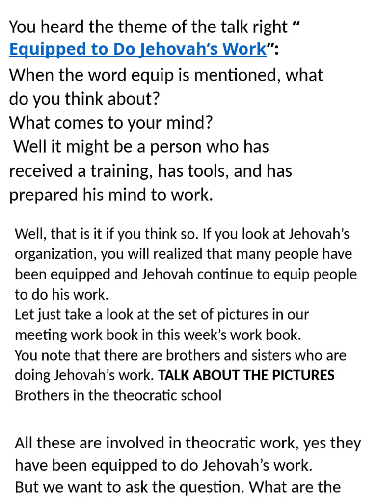Equipped for Jehovah's Work | PDF | Torah | Old Testament Books