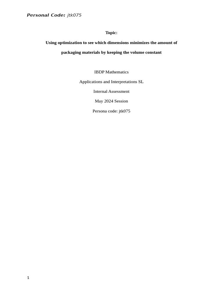 math AI SL IA 1 | PDF | Area | Volume