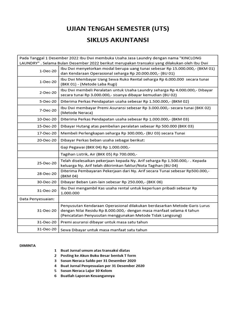 SOAL Siklus Akuntansi UTS | PDF