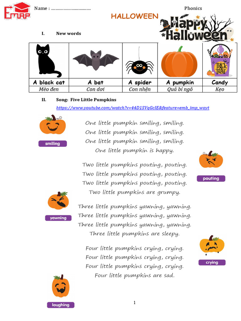 Phiếu Halloween- Phonics | PDF | Language Arts & Discipline