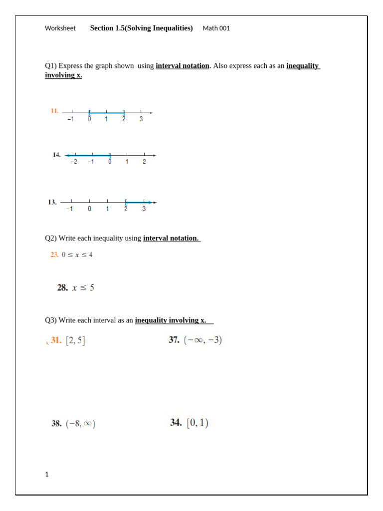 Solving Inequalities Worksheet | PDF | Teaching Methods & Materials