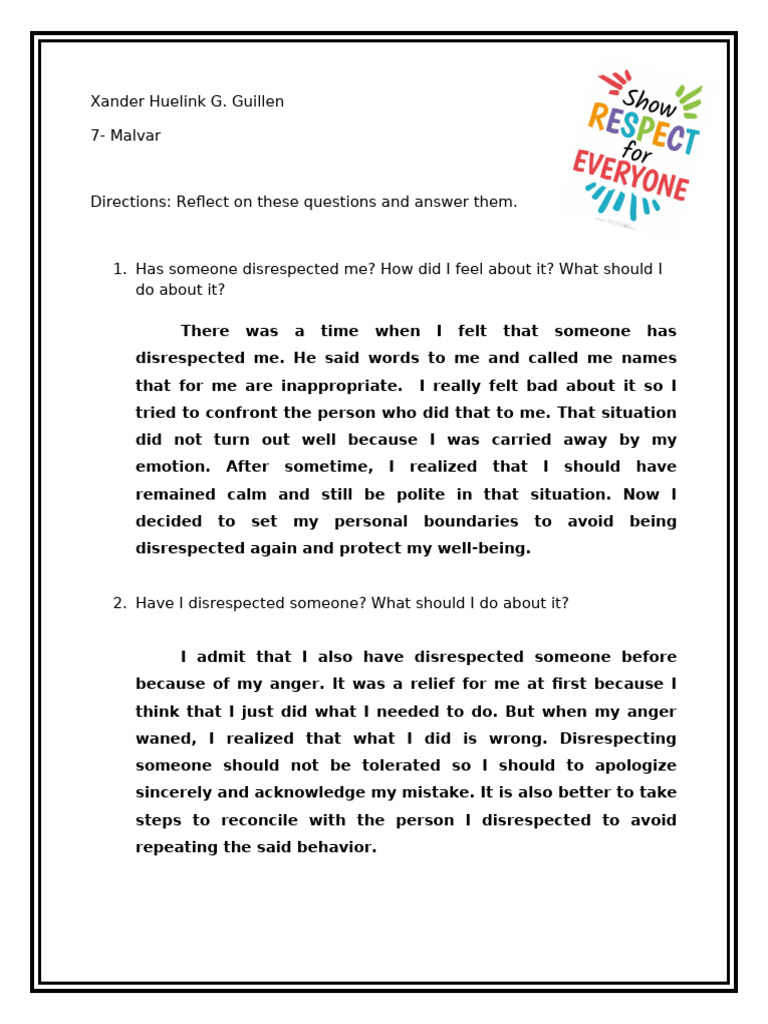 Values Reflection | PDF