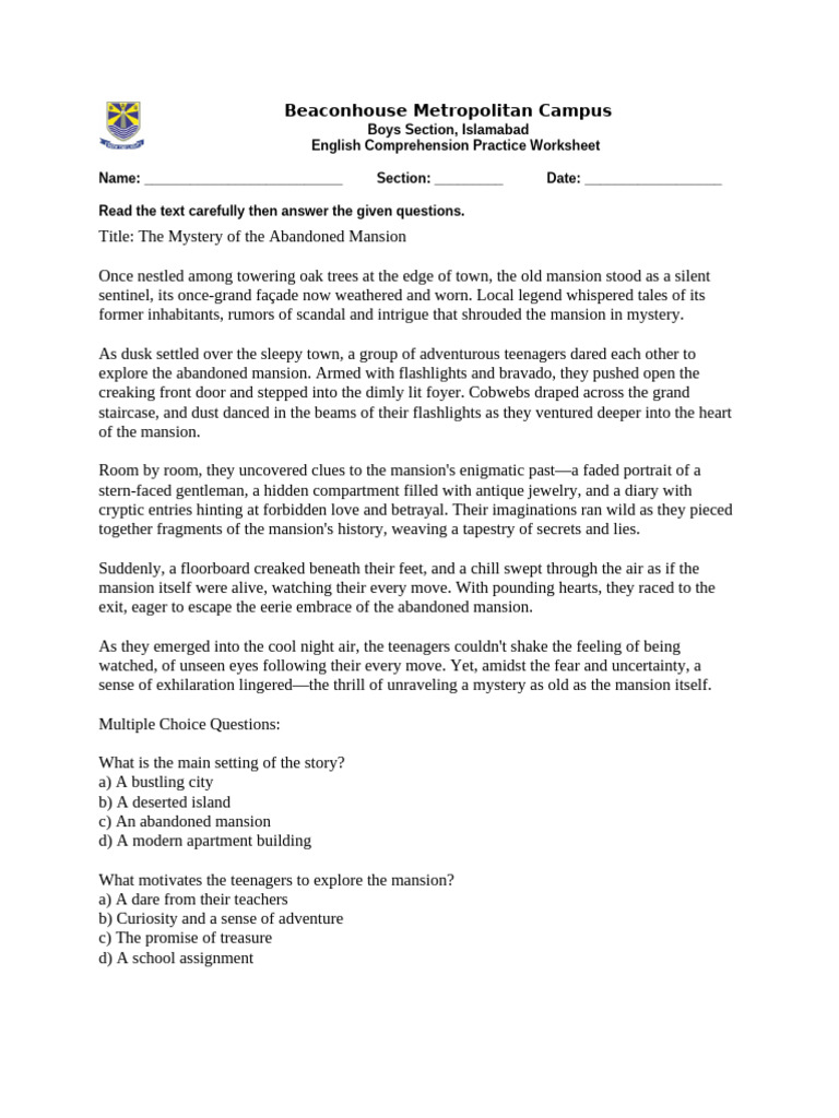 comprehension practice | PDF | Curiosity