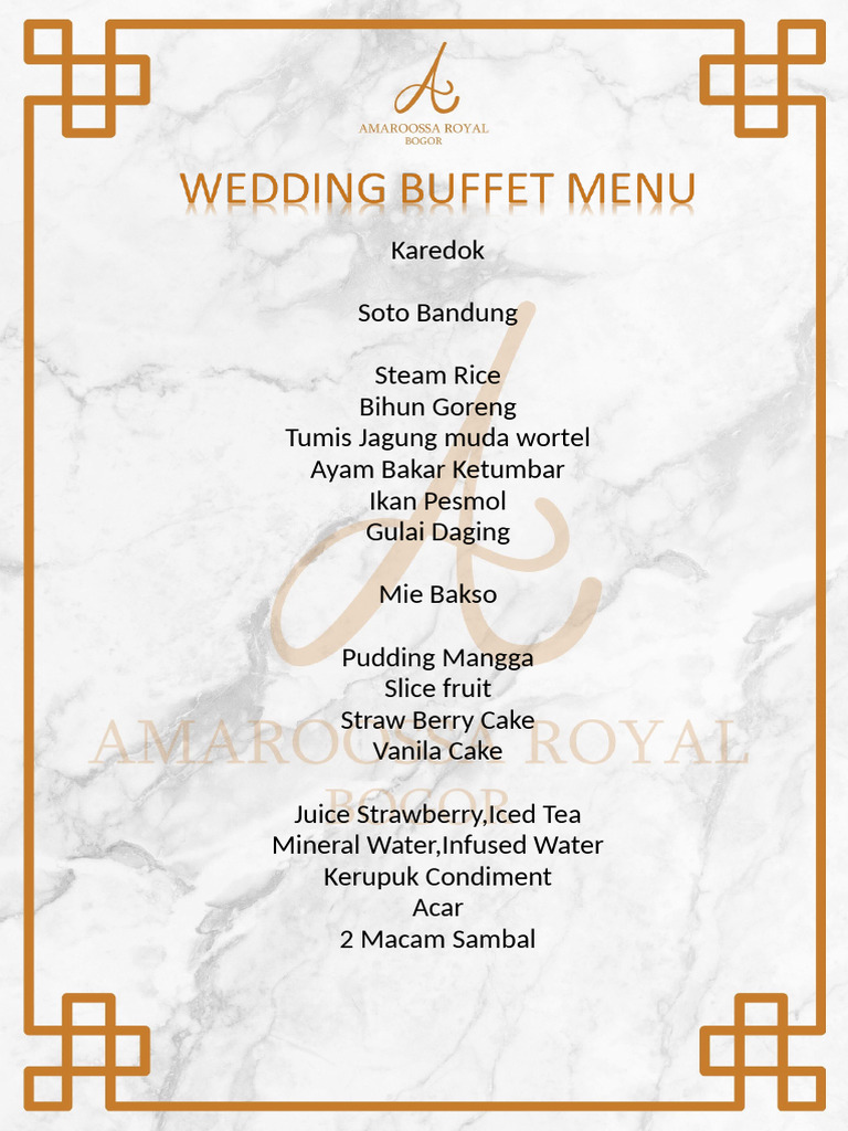 Wedding Buffet Menu Options | PDF