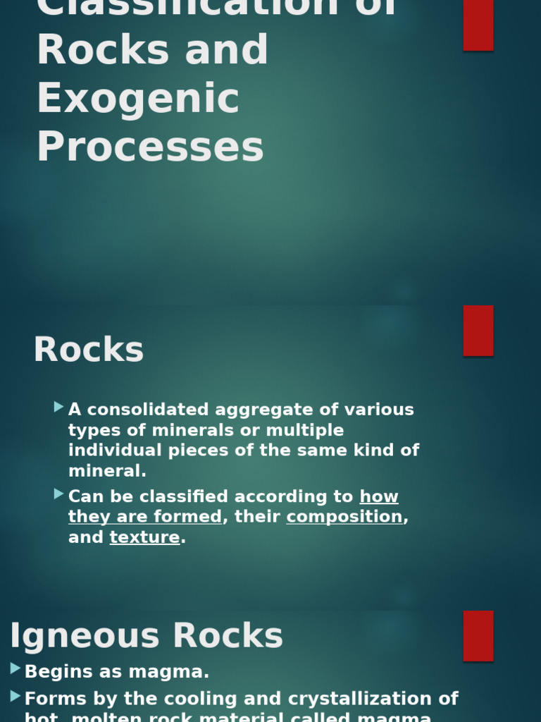 Classification of Rock and Exogenic Processes | PDF | Igneous Rock ...