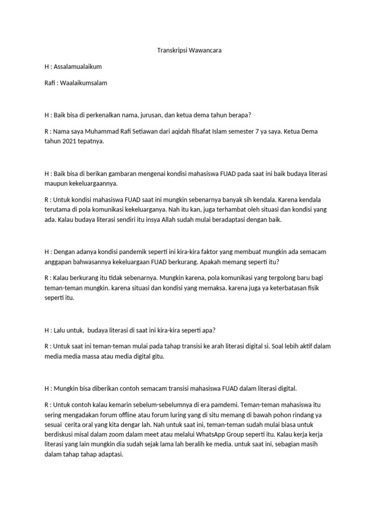 Transkrip Wawancara | PDF