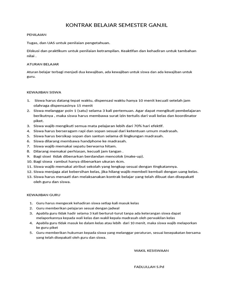 Kontrak Belajar | PDF
