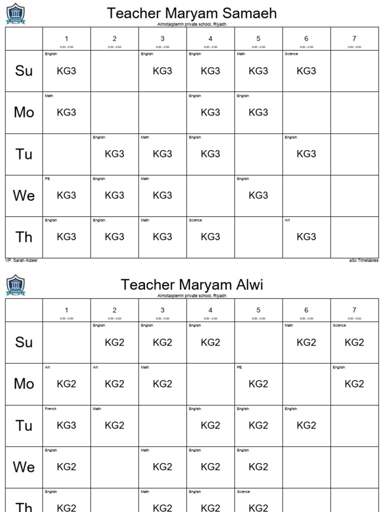 Almotaqdemh School Timetable Overview | PDF | International Economics ...
