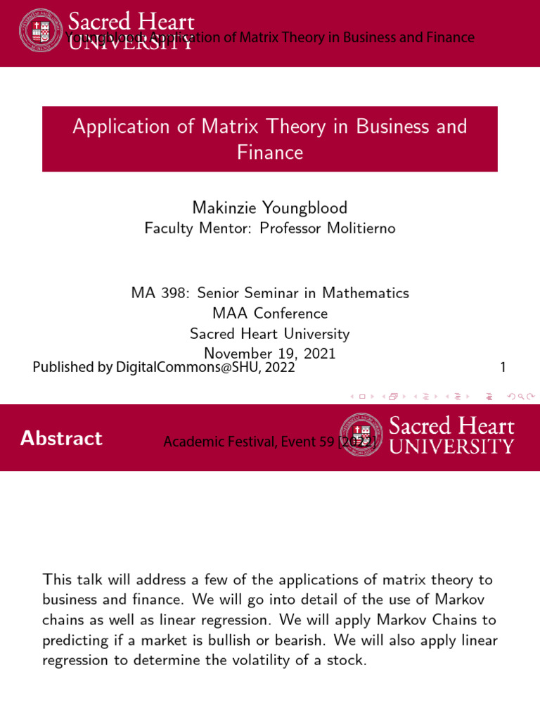 Matrix Theory for Finance Students | PDF | Eigenvalues And Eigenvectors ...