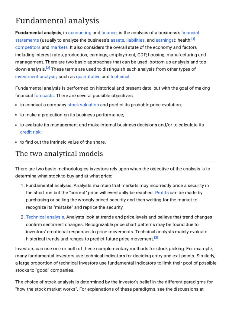 Fundamental Analysis Meaning | PDF | Technical Analysis | Valuation ...