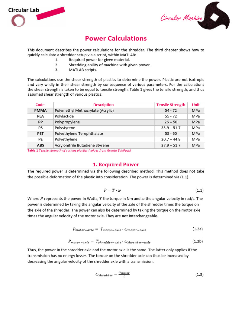 Power Calculations+V2+[CircularMachine] | PDF | Torque | Physical Quantities