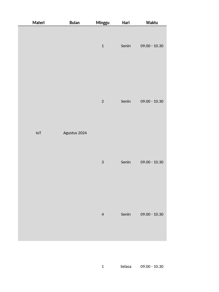 Jadwal Workshop Bulan Agustus 2024 | PDF
