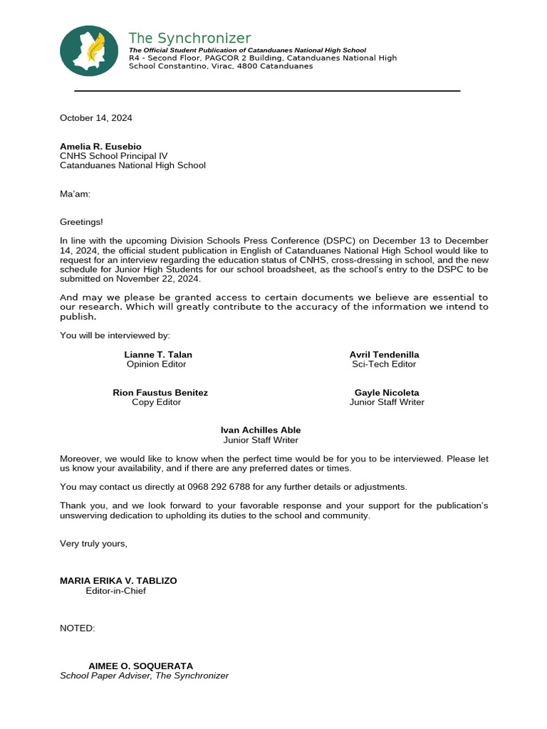 Letter-template-for-interviews | PDF