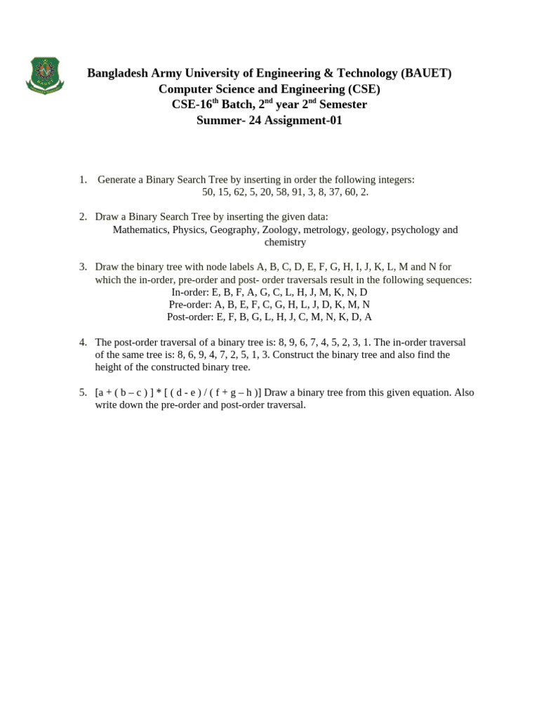 CSE 2213assignment | PDF