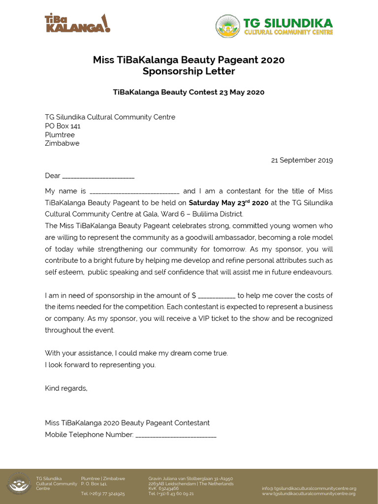 2020 Pageant Sponsorship Letter | PDF