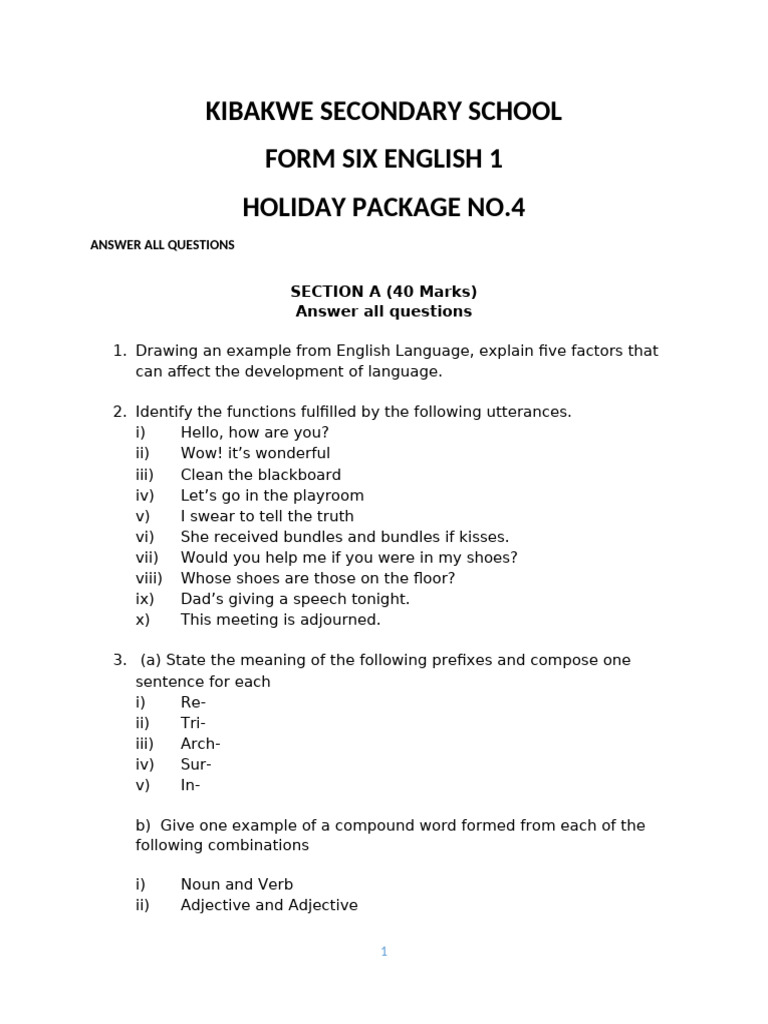Form 6 English 1 | PDF | Language Arts & Discipline
