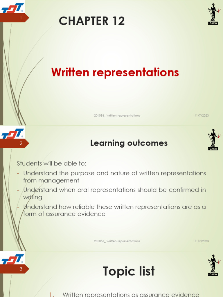 Chapter 12 - Written Representations | PDF | Audit | Business
