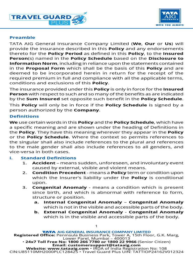 TATA AIG Insurance Policy Guide | PDF | Intensive Care Unit | Insurance