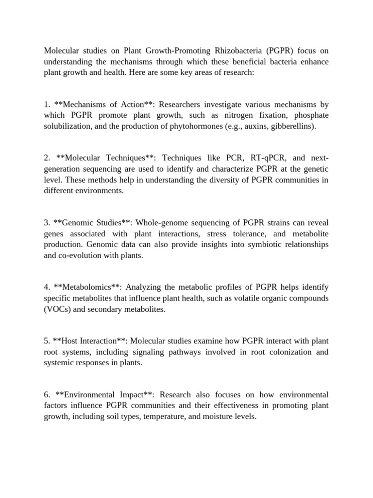 Molecular Studies On PGPR | PDF | Science & Mathematics