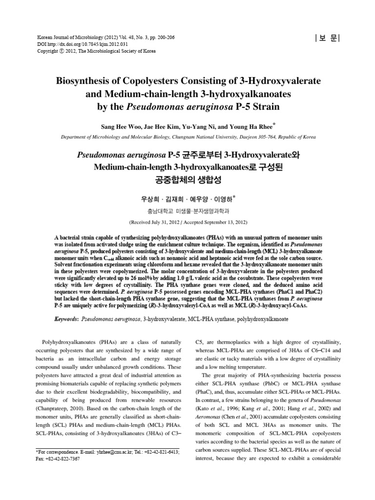 Biosynthesis of Copolyesters Consisting of 3-Hydroxyvalerate and Medium ...