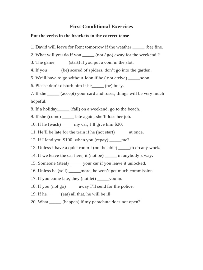 First Conditional Verb Exercises | PDF