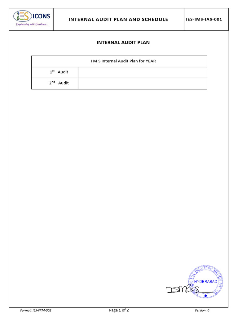IES-IMS-IAS-001 - Internal Audit Schedule | PDF
