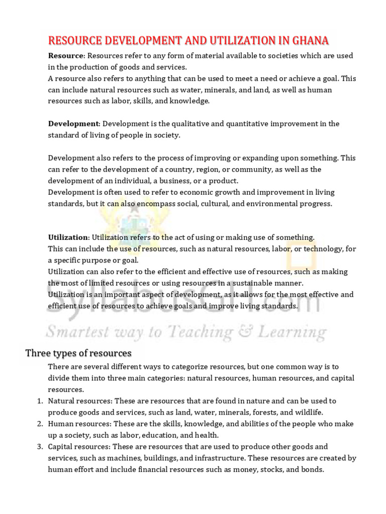 1.0.7 Resource Development and Utilization in Ghana | PDF | Resource ...