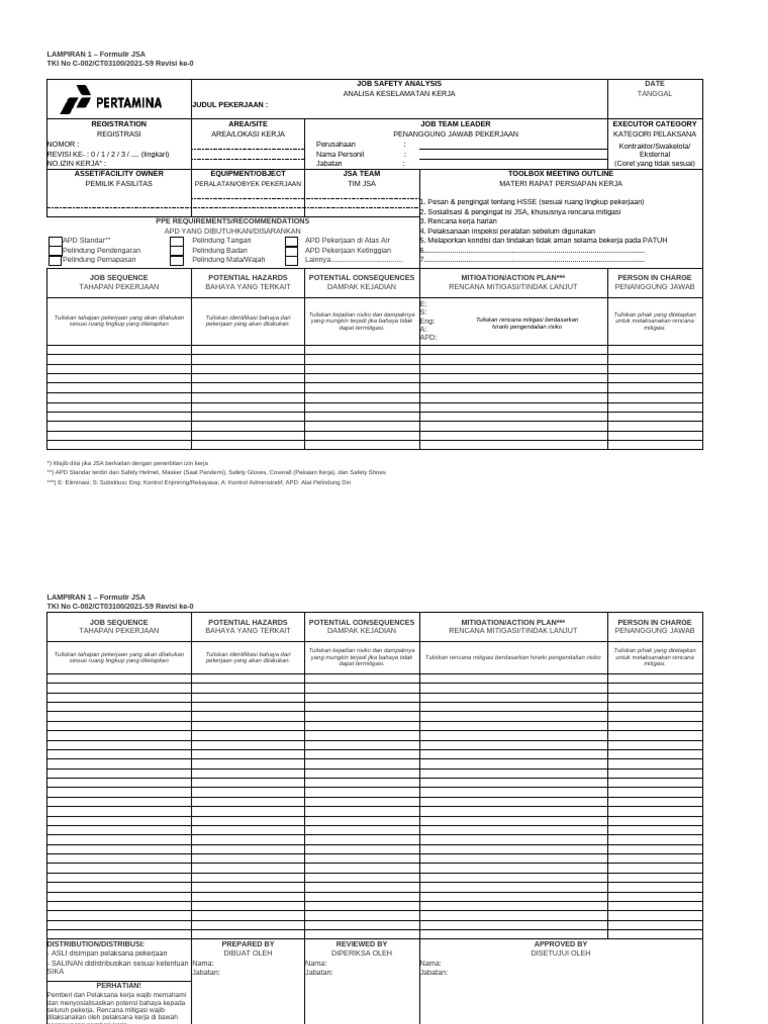 Form JSA Terbaru 2021 Lampiran TKI C-002 | PDF