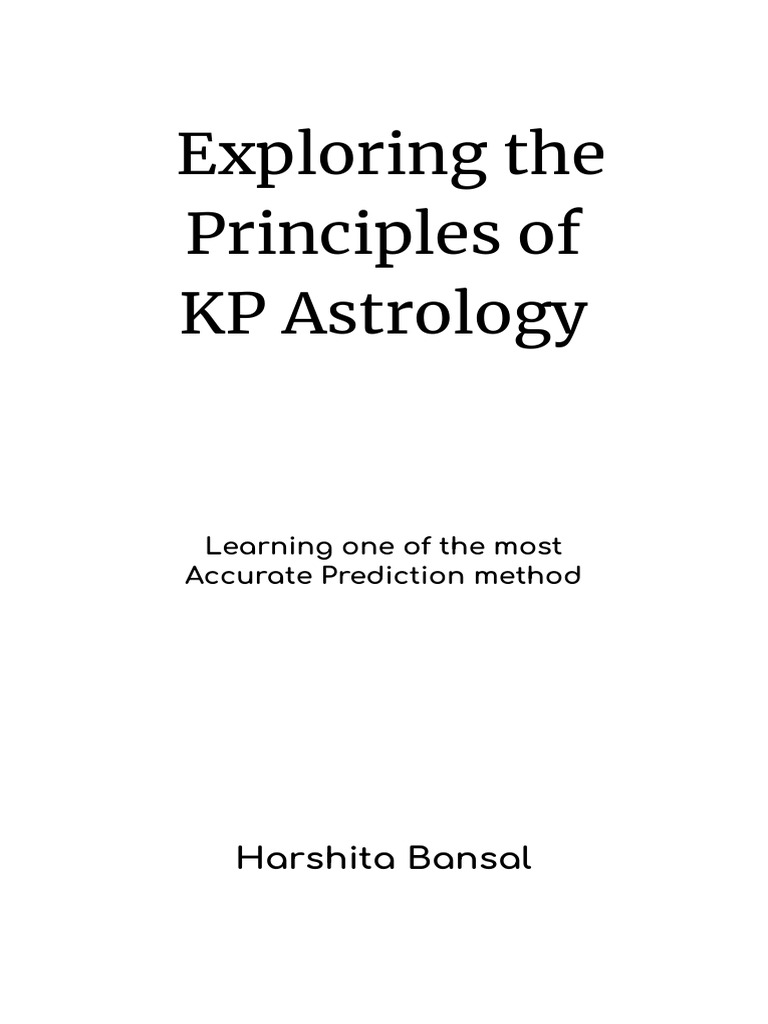 Principles of KP Astrology Explained | PDF | Planets In Astrology ...