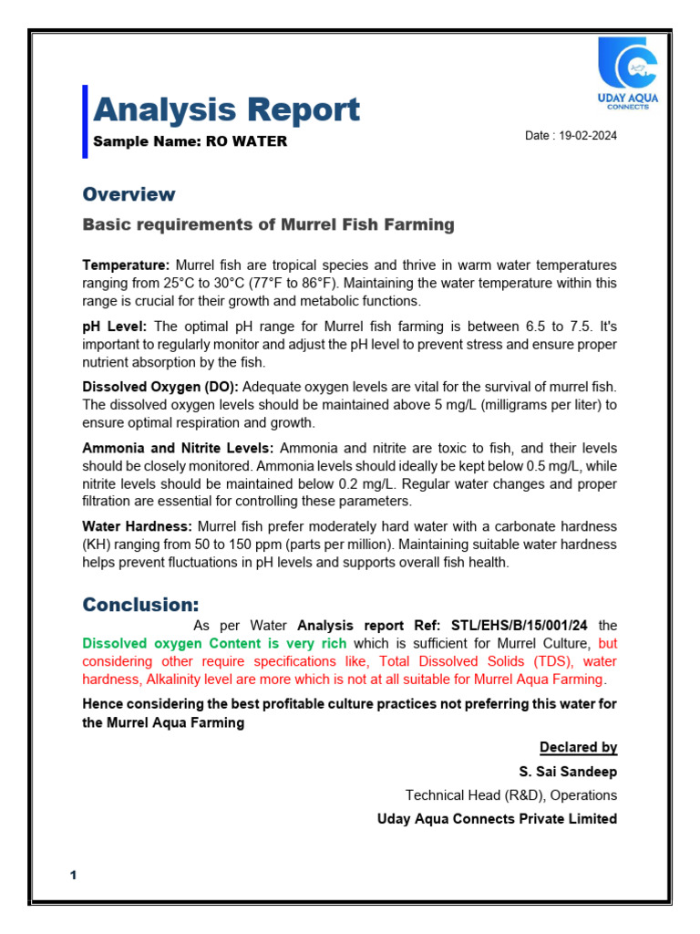 Water Analysis Report | PDF