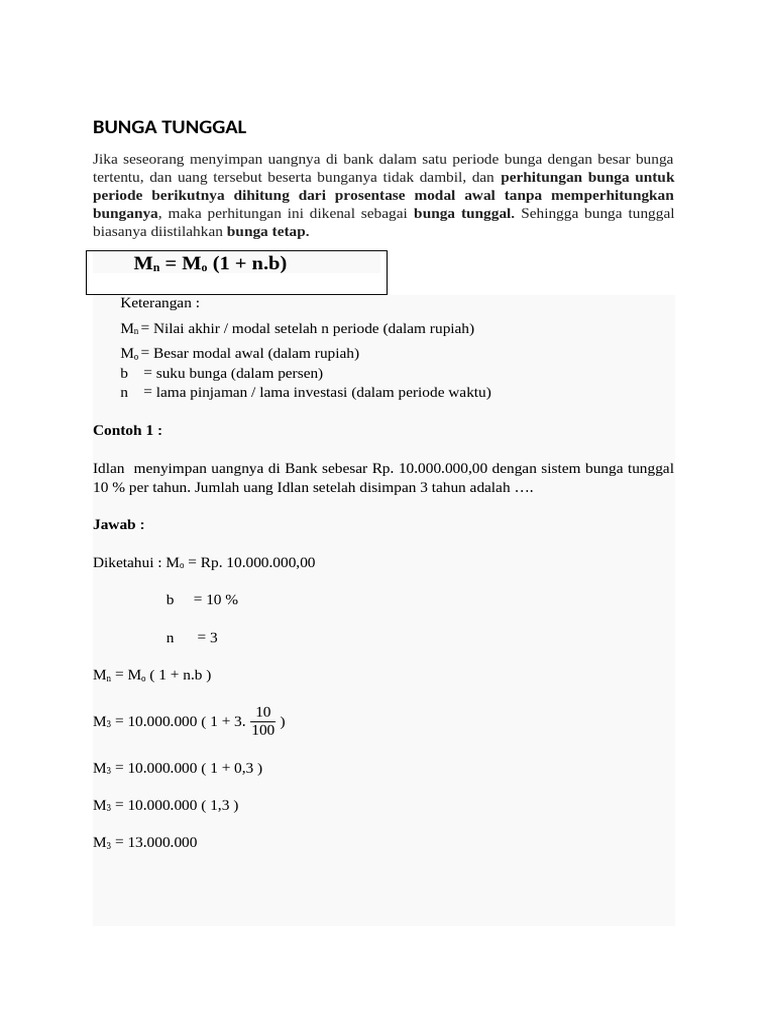 Bunga Tunggal dan Majemuk: Penjelasan dan Contoh | PDF