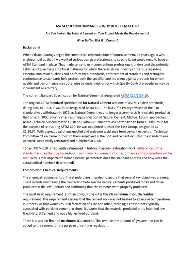 Astm C10 Conformance-Why Does It Matter | PDF | Cement | Composite Material